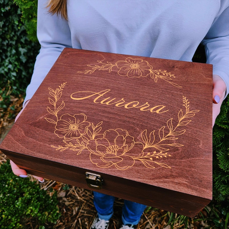 Floral Wooden Memory Box - Etsy
