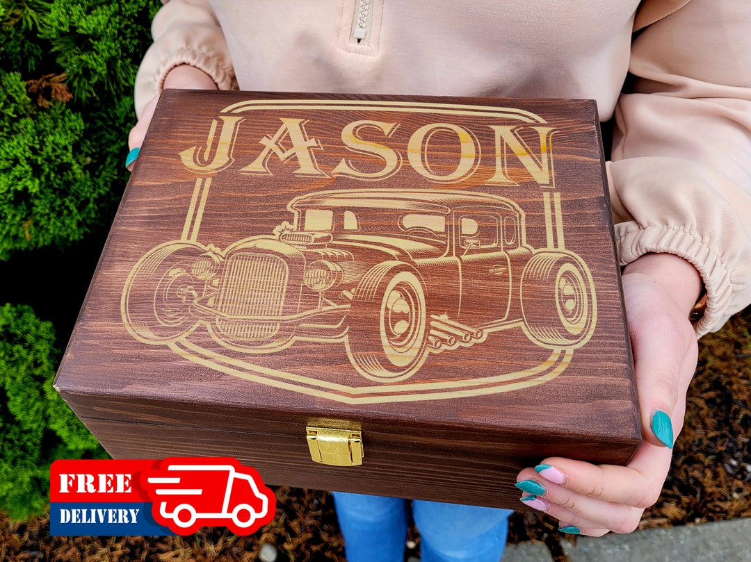 Custom Name Box Engraved Wooden Box Wood Memory Box Photo - Etsy