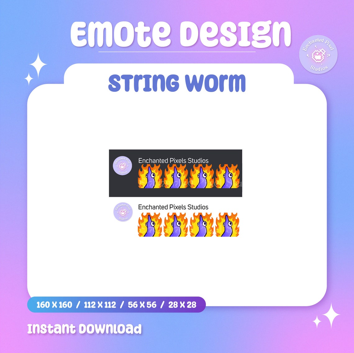 Chaos Meme Twitch Emote | Purple String Worm Fire Emoji | Cute Wormy ...