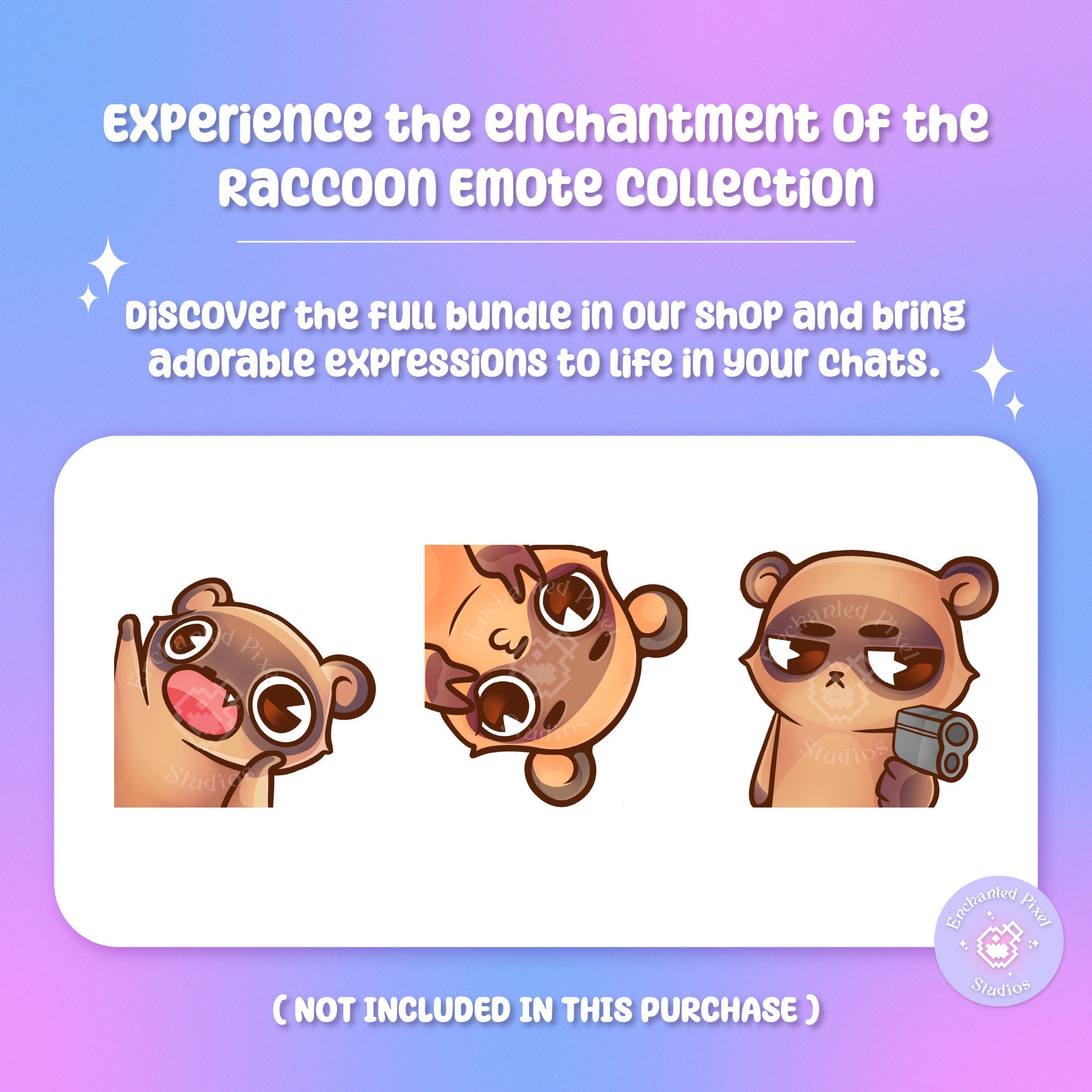 Kawaii Chibi Raccoon Emote | Twitch Trash Panda Emote | Animal Emote ...