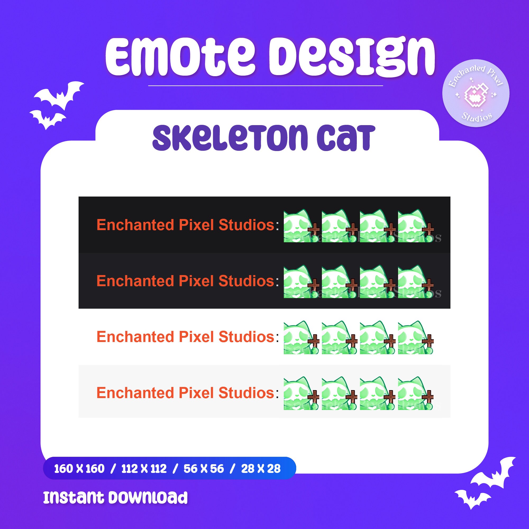 Cute Scared Skeleton Cat Emote | Twitch Scare Emote Meme With Cross ...