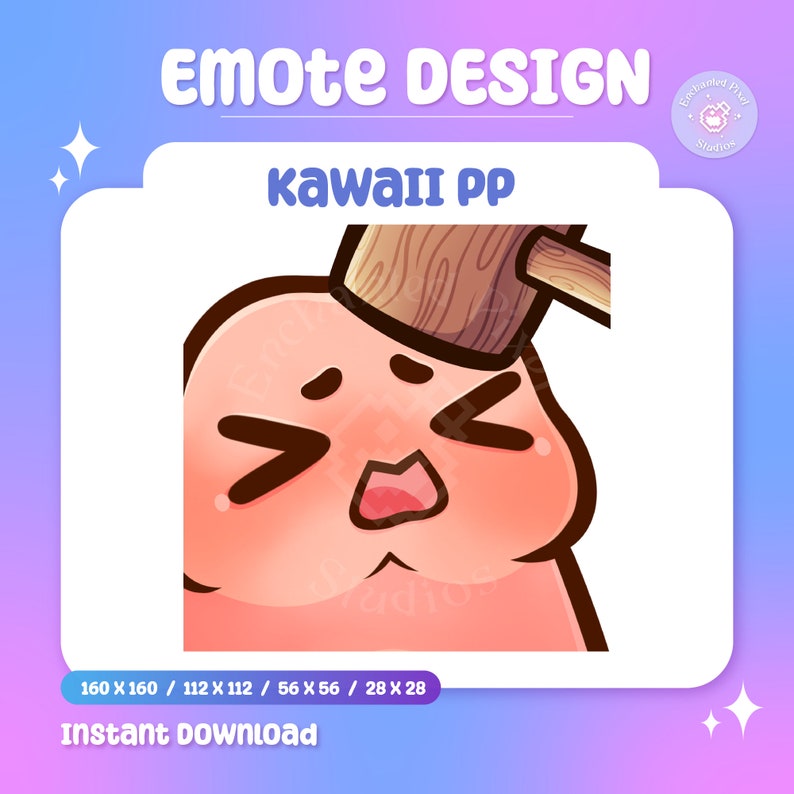 Bonk Twitch Emote | Cute PP Bonked Meme Emote | Kawaii Chibi Peen Emoji ...