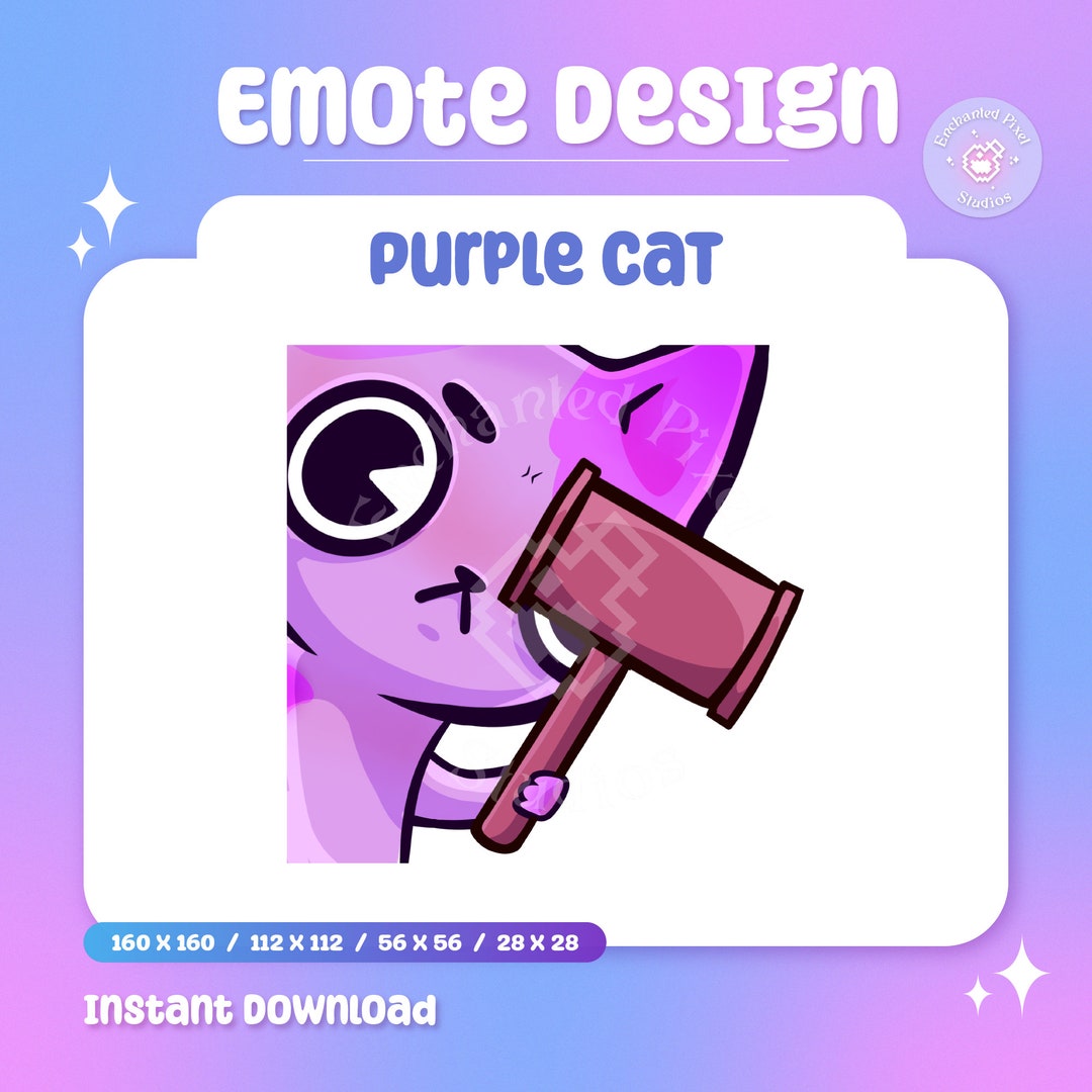 Cute Ban Cat Emote | Twitch Sub Ban Emote | Emote for Streamers | Pink ...