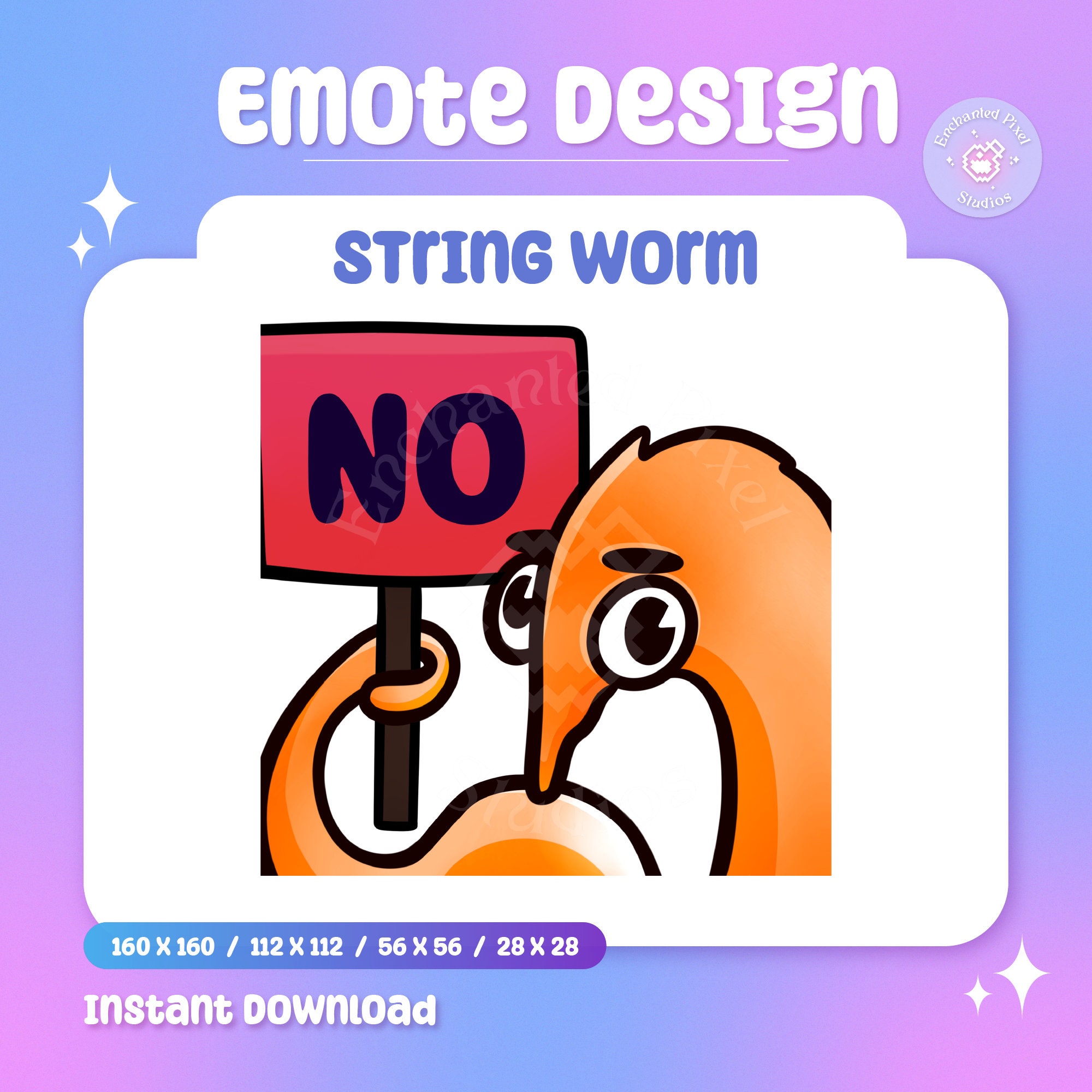 Meme Funny Twitch Emote Orange String Worm Emoji for Discord Kick ...