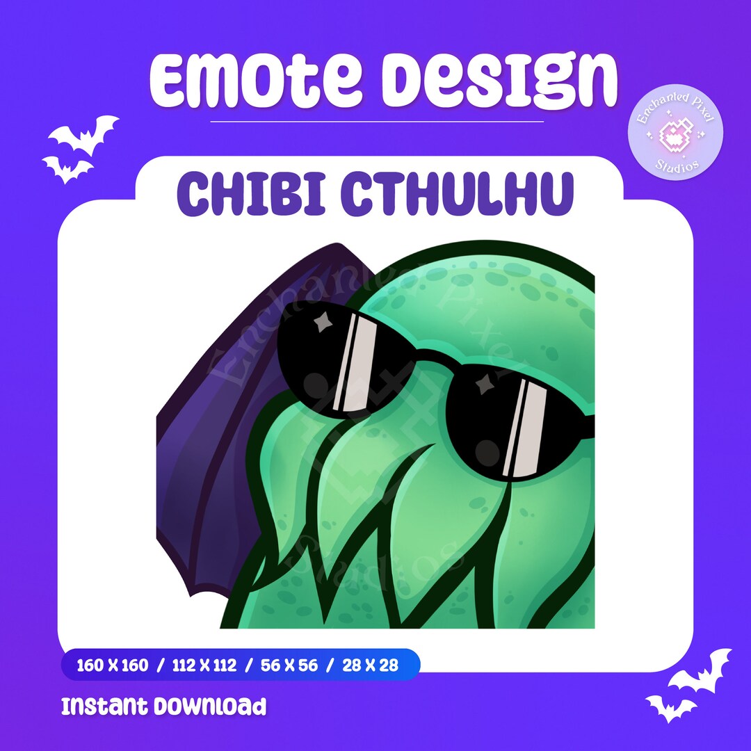 Chibi Cthulhu Streamer Emote | Cool Glasses Gothic Spooky Emote ...
