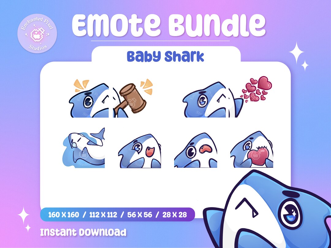 Cute Twitch Shark Emote | Blue Shark Emote | Emote for Youtube ...