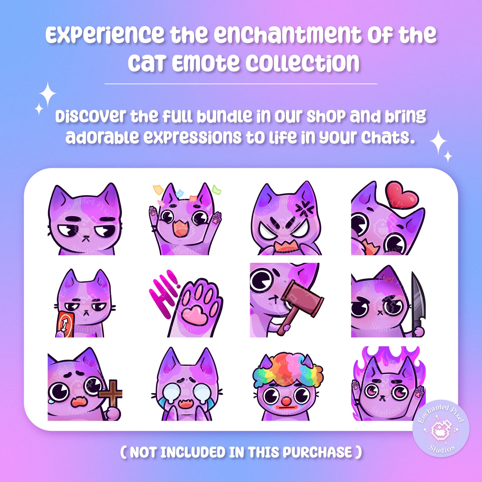 Purple Kitty Twitch Sub Emotes | Cat With Cross Meme | Horror Night ...