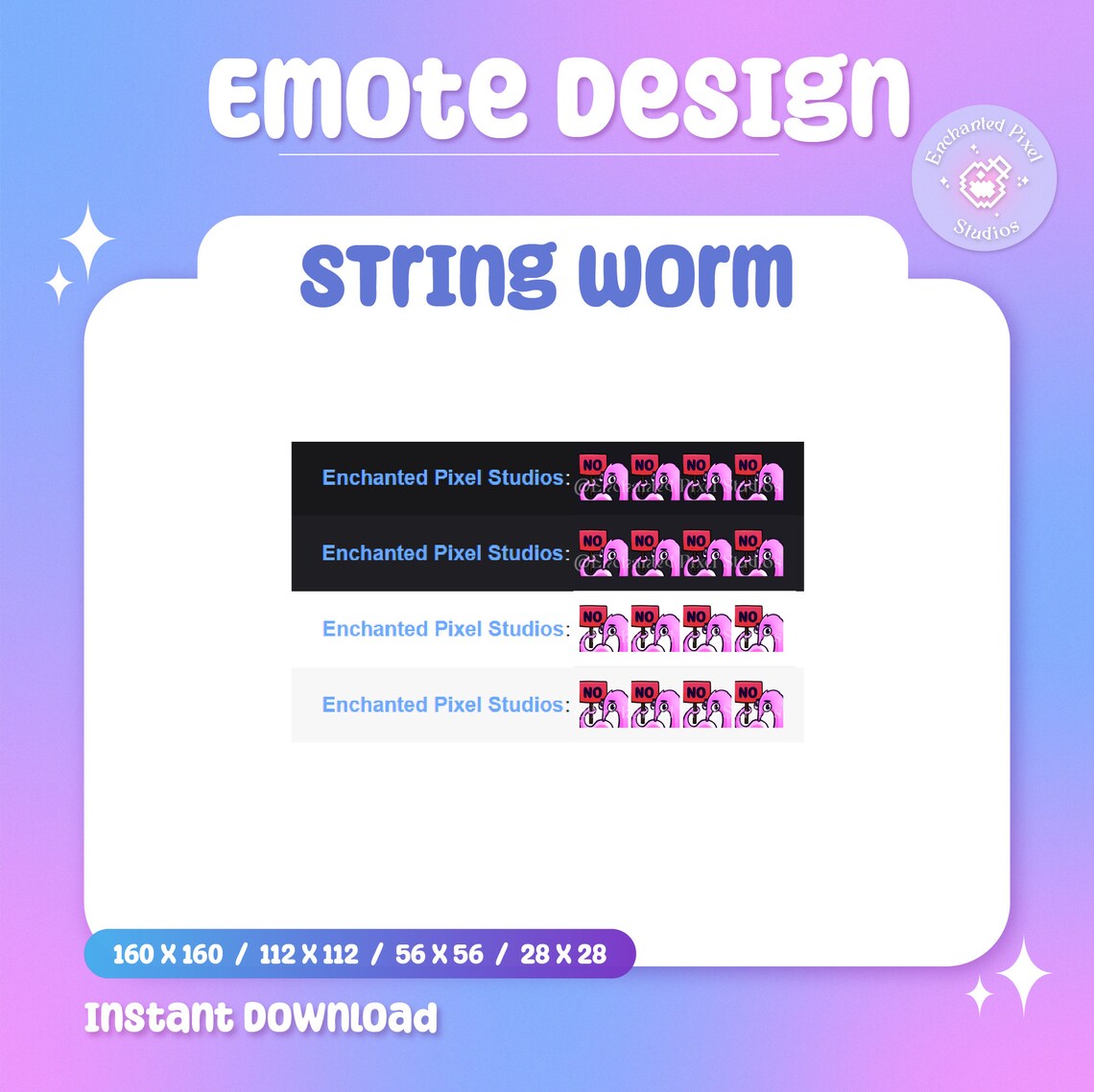 Meme Funny Twitch Emote Pink String Worm Emoji for Discord Kick Youtube ...