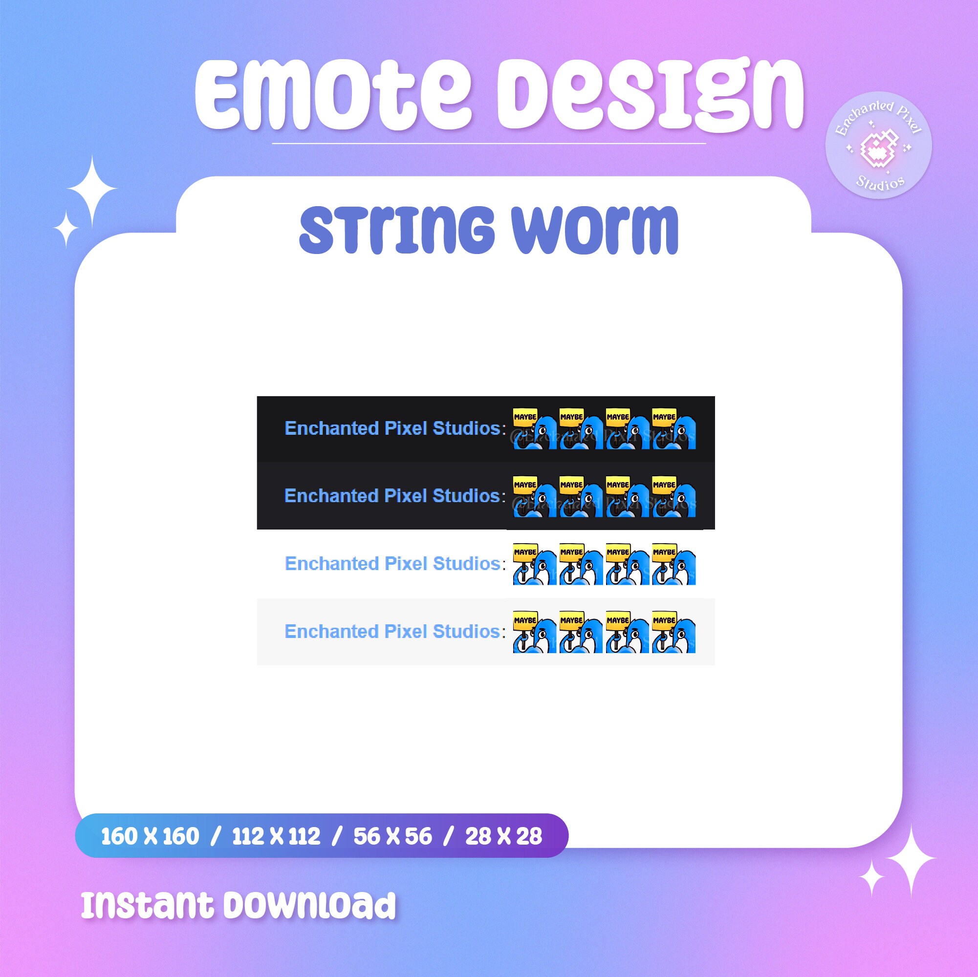 Twitch Emote Maybe Sign String Worm Meme Emoji Cute Kawaii Chibi Blue ...