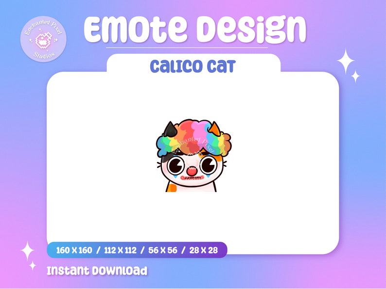 Twitch Clown Emote | Cute Clown Emote | Calico Cat Emote | Kawaii Cat ...