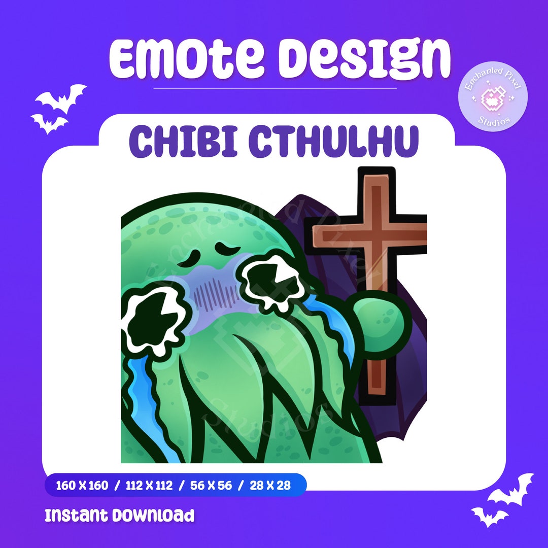 Chibi Cthulhu Cross Scared Streamer Emote | Horror Stream Demon ...
