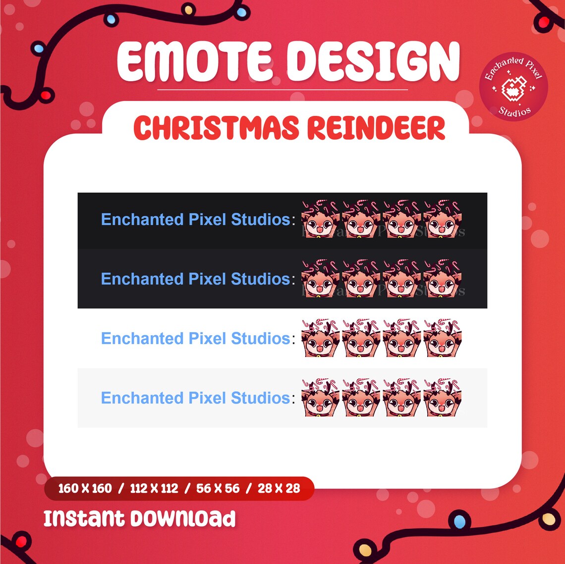 Hype Train Christmas Emote | Cute Chibi Reindeer With Candy Cane Twitch ...