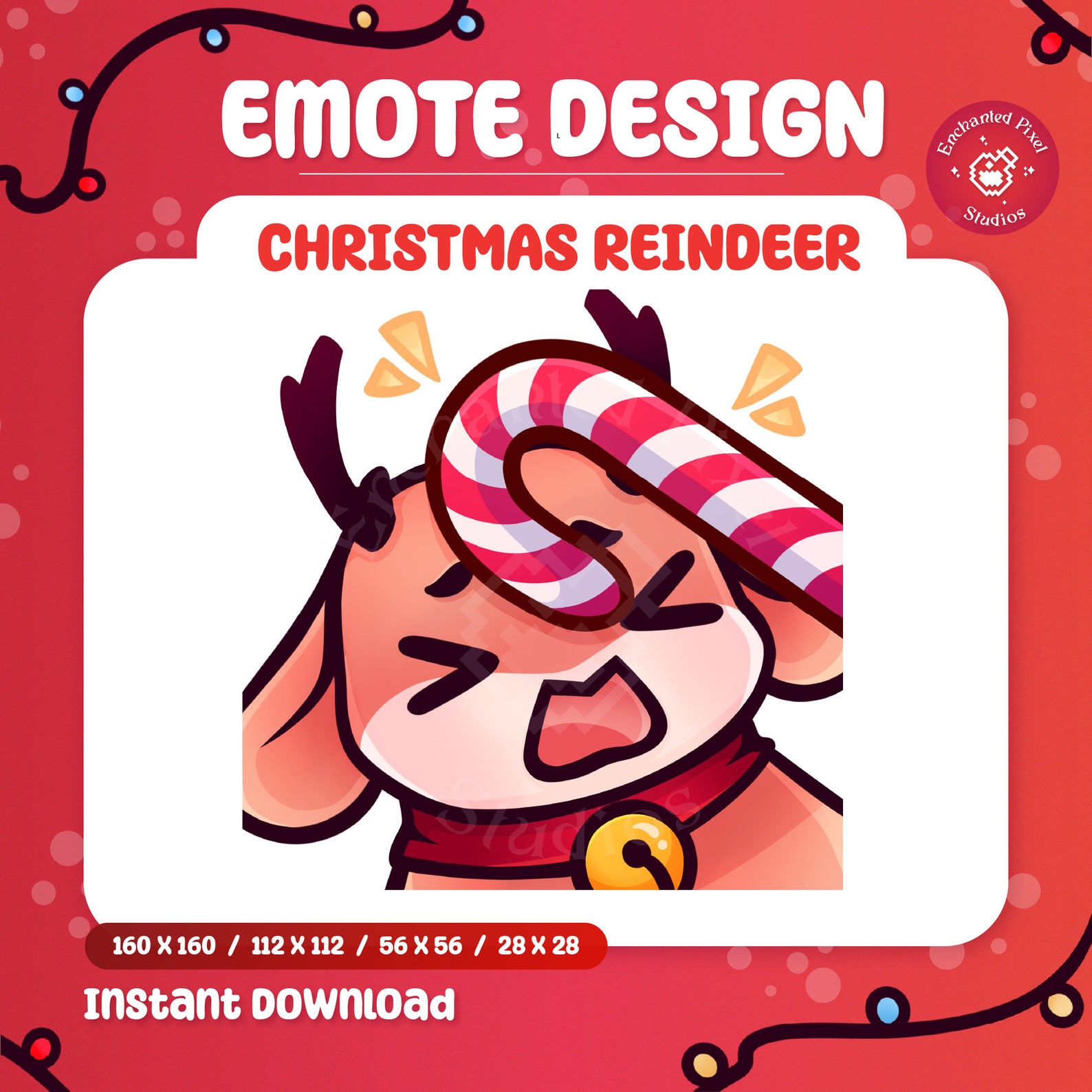 Bonk Meme Emote Christmas Edition | Cute Chibi Reindeer Candy Cane ...