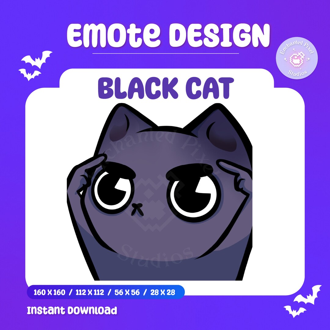 Use Your Brain Twitch Emote | Think Black Cat Kick Trovo Emote | Meme ...