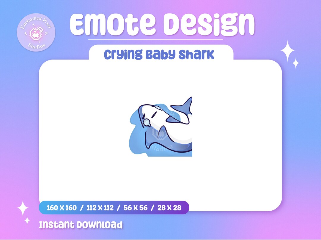 Crying Twitch Emote Shark Cry Emote Discord & Youtube Emote Sad Shark ...
