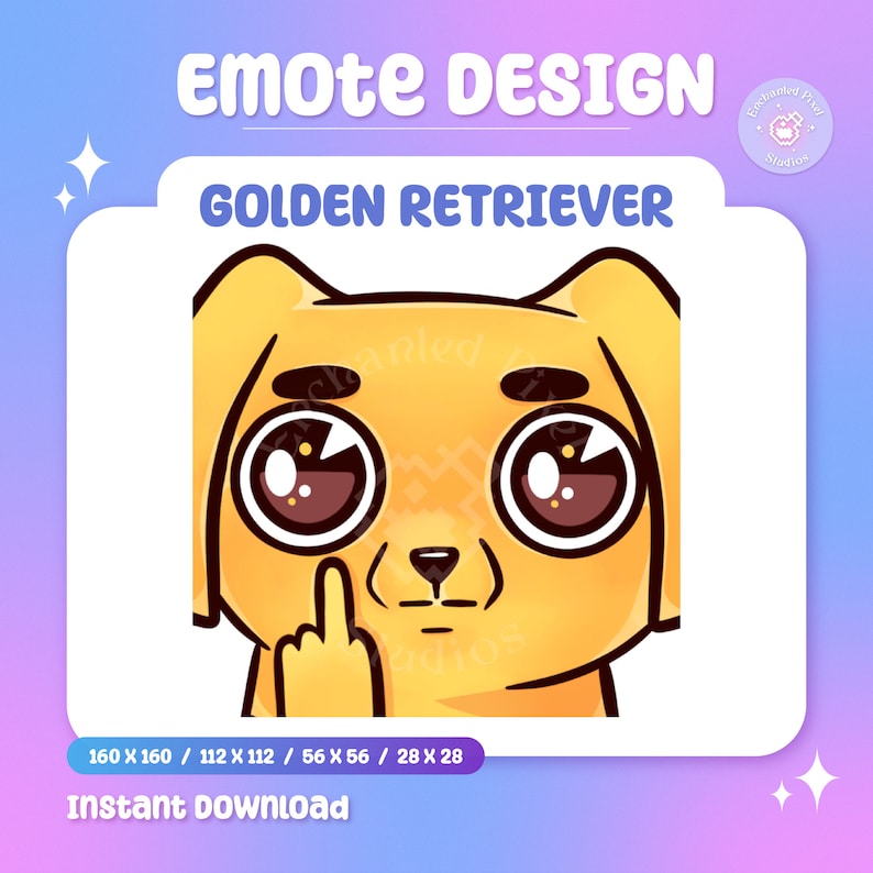 Middle Finger Twitch Emote Golden Retriever Twitch Emoji Cute Kawaii ...