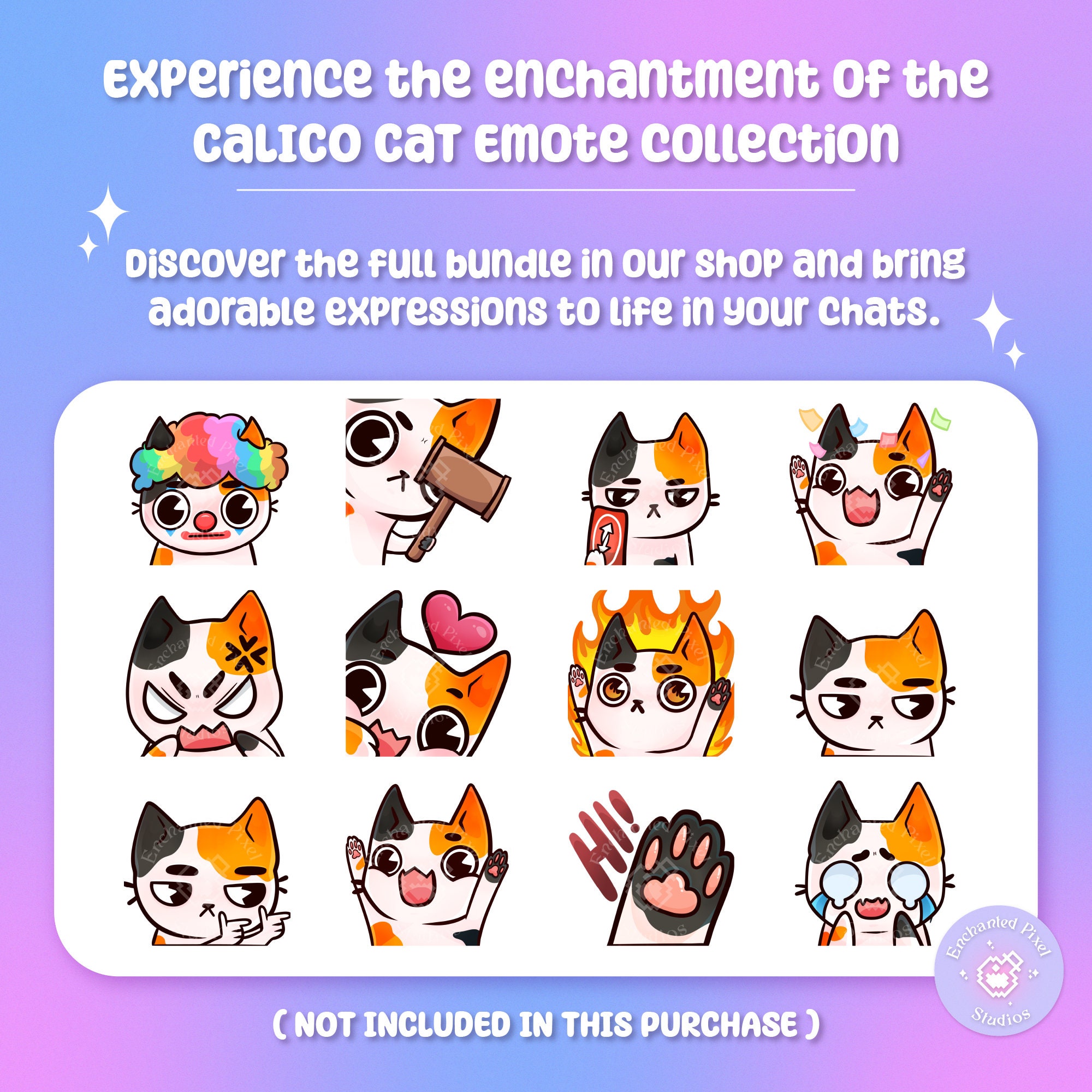 Kawaii Chibi Calico Cat Twitch Sub Emote Pack 4 Hi Emote - Etsy