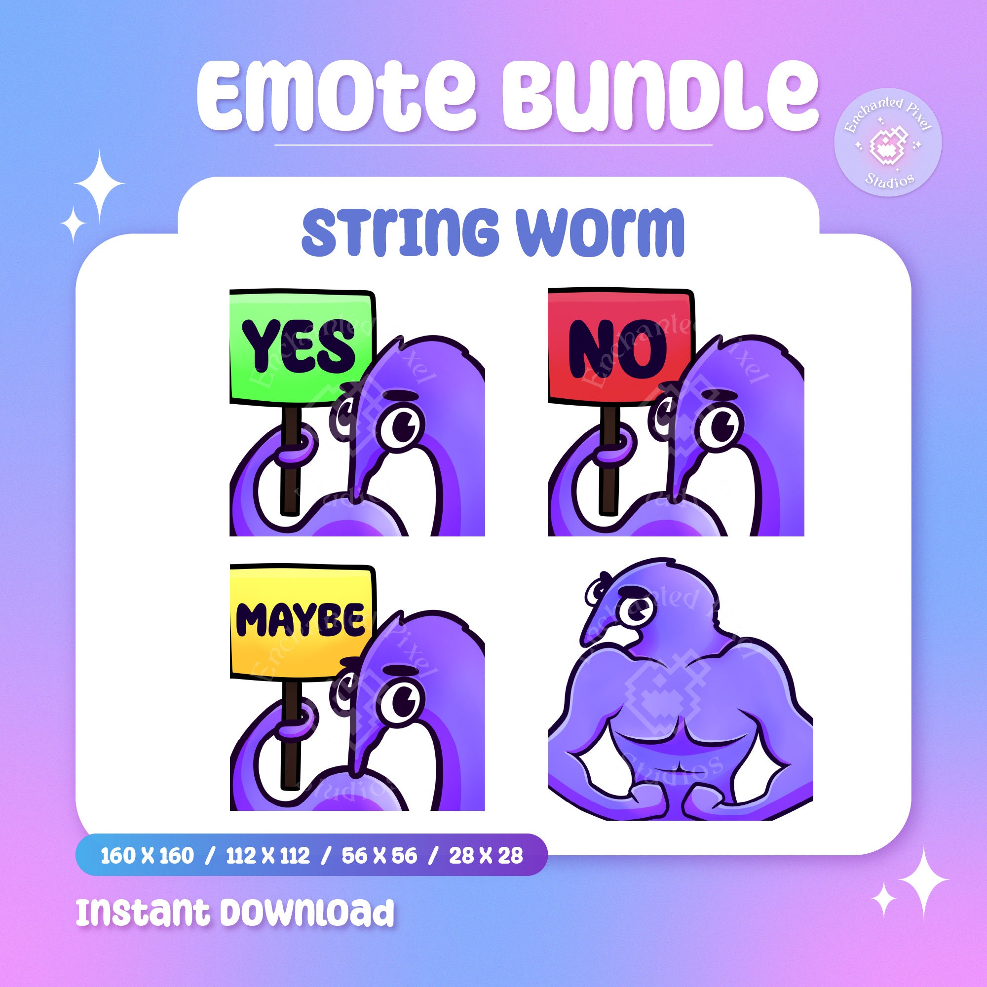 Purple String Worm Meme Twitch Emote 4 Twisty Worm Funny - Etsy