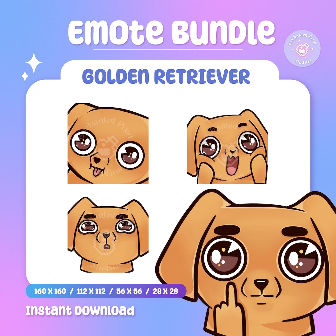 Cute Chibi Golden Retriever Sub Emotes | Kawaii Dog Discord Kick ...