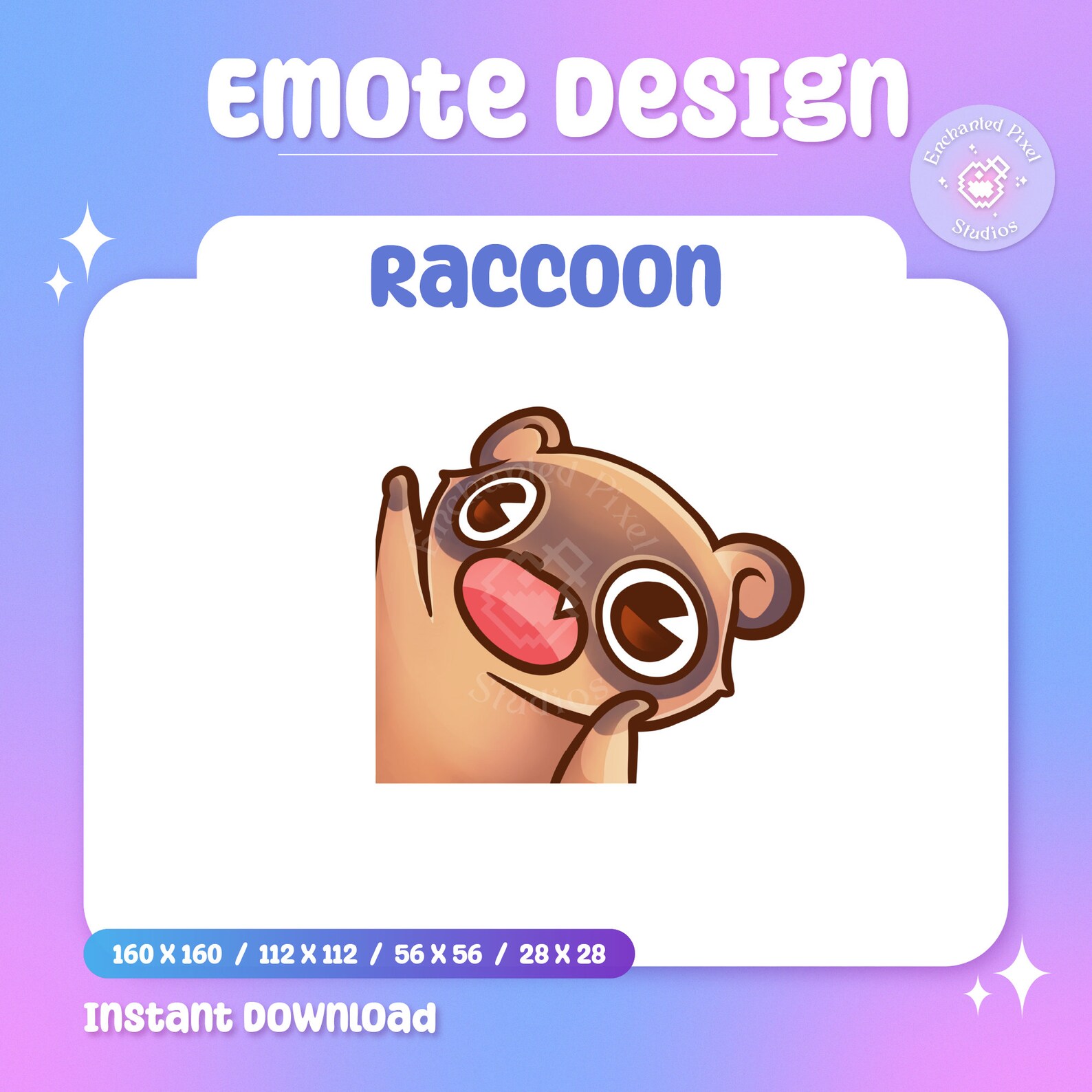 Kawaii Chibi Raccoon Emote | Twitch Trash Panda Emote | Animal Emote ...