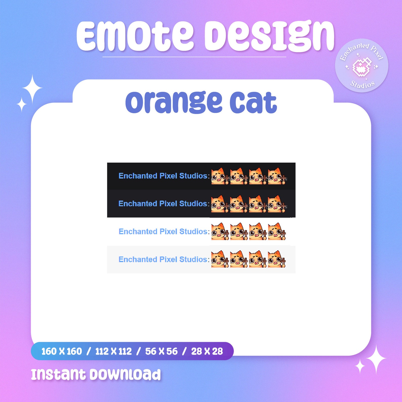 Cute Chibi Orange Tabby Cat Twitch Emote | Horror Stream Meme Emote ...