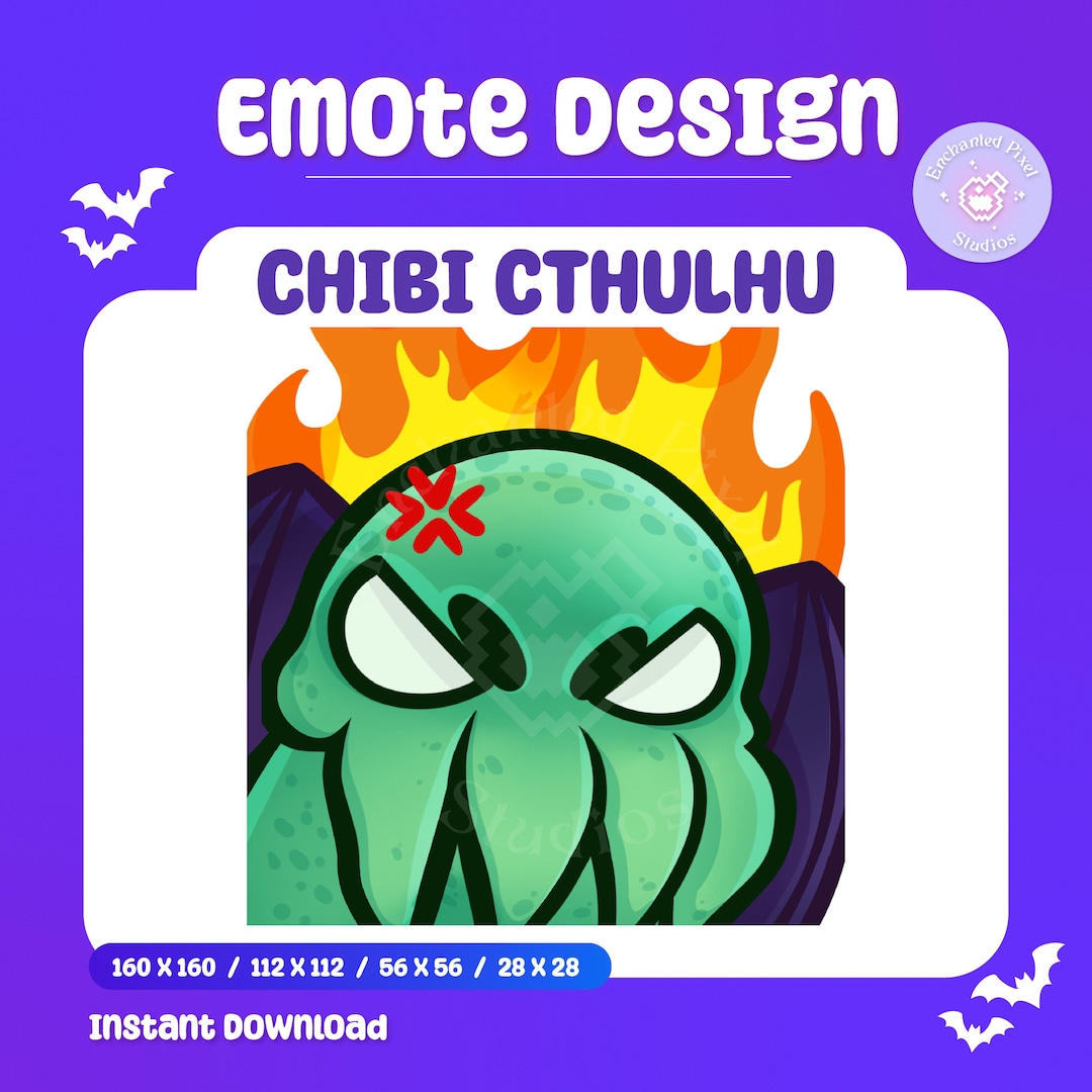 Angry Demon Twitch Emote | Cthulhu Rage Kick Emoji | Flames Chaotic ...