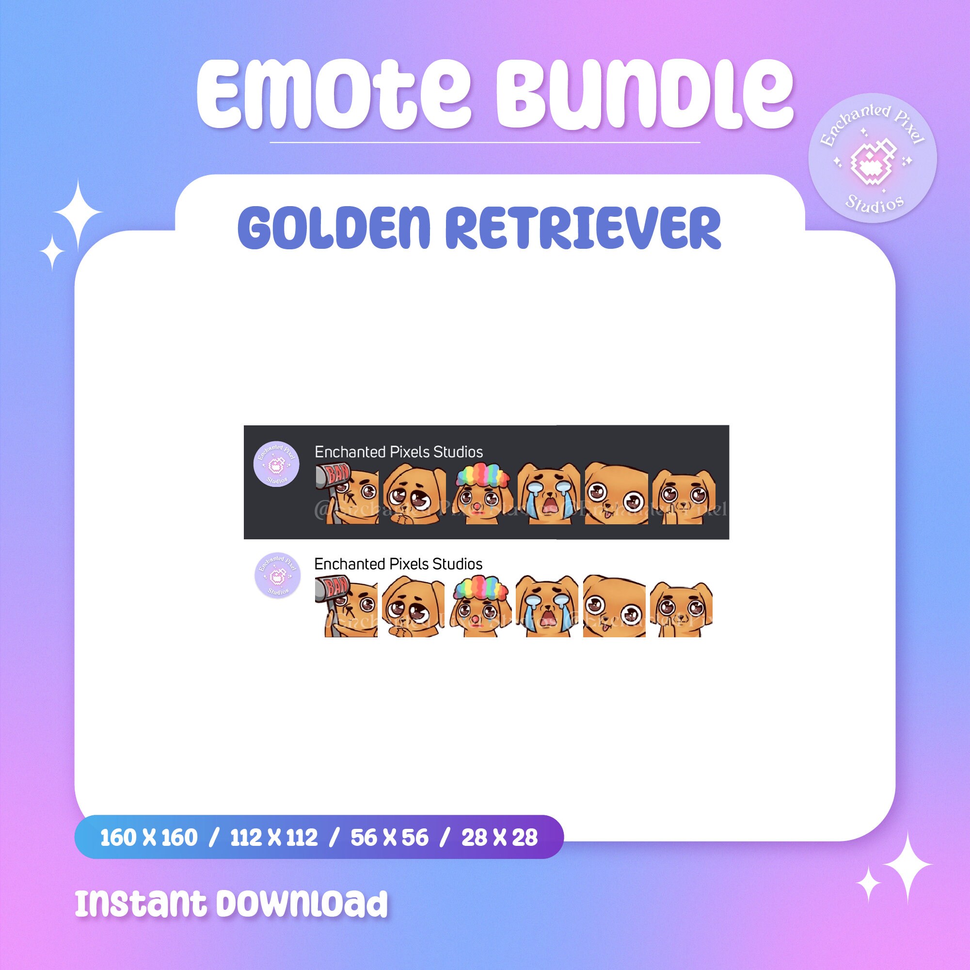 Golden Retriever Emote Pack 6 Cute Kawaii Chibi Twitch Dog - Etsy
