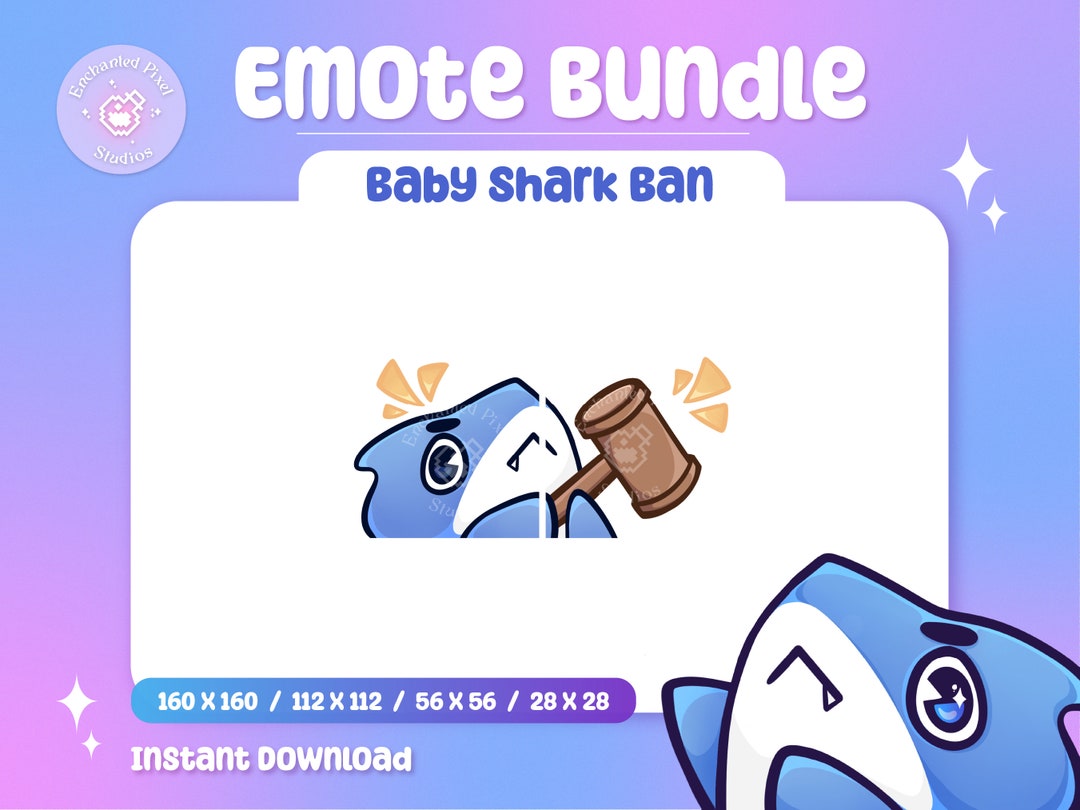 Cute Ban Emote Shark Ban Emote for Twitch Discord Youtube Funny Emote ...