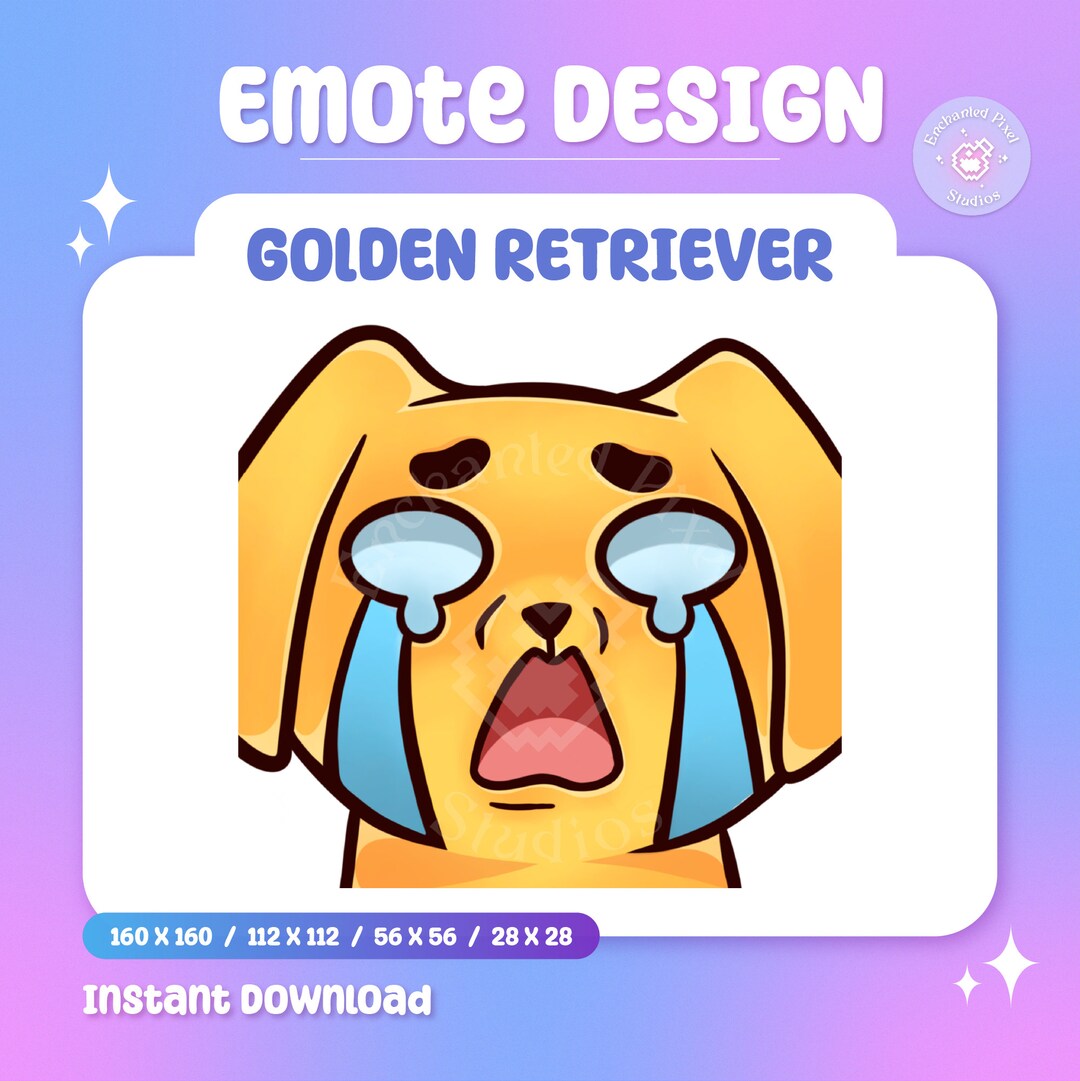 Cute Chibi Crying Dog Twitch Emote Kawaii Golden Retriever Sad Crying ...