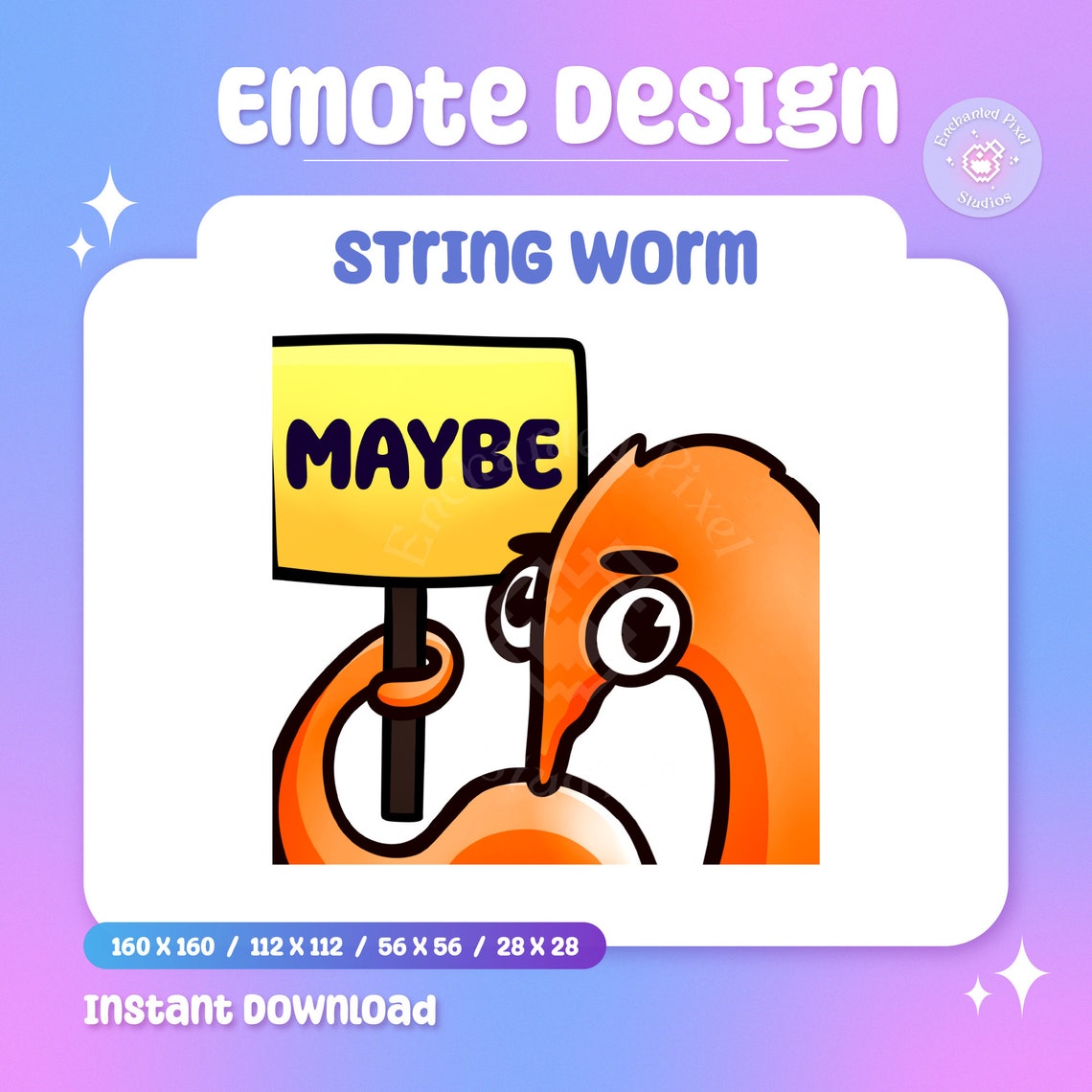 Twitch Meme Vote Emote String Worm Meme Emoji Cute Kawaii Chibi Orange ...