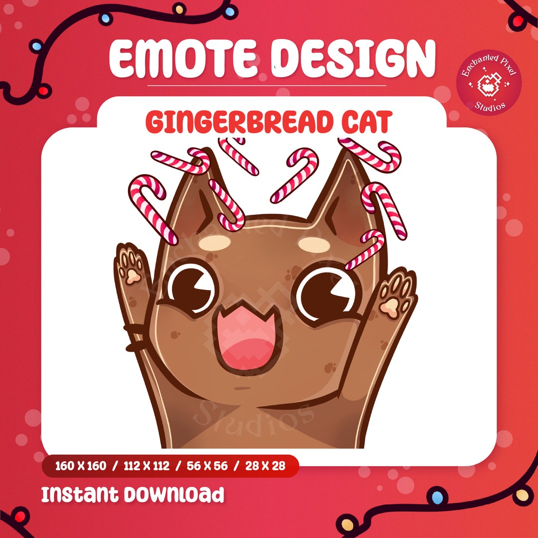 Gingerbread Cat Hype Emote | Christmas Hype Train Emote | Cute Kawaii ...