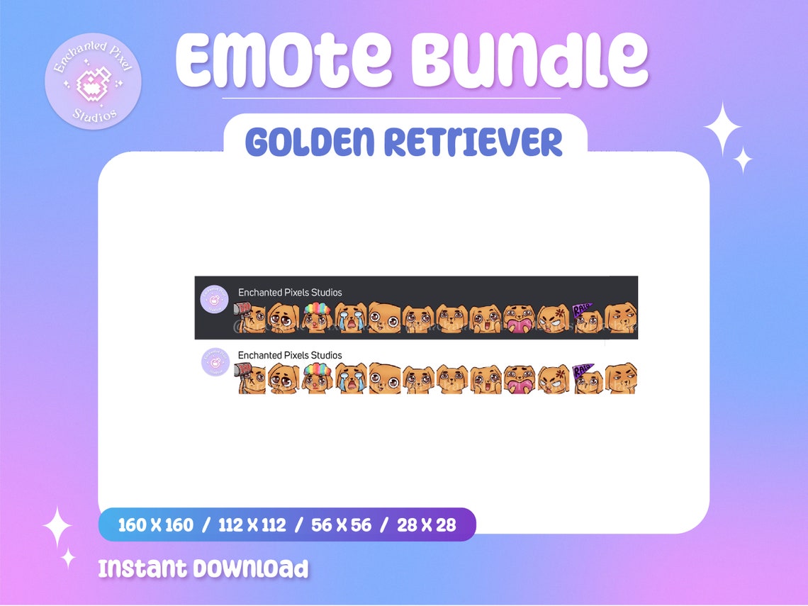 Golden Retriever Emote Pack | Dog Emotes | Goldie Twitch Emote ...