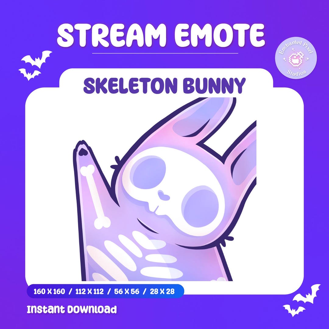 Hello HI Twitch Emote | Pastel Goth Bunny Emoji | Cute Kawaii Chibi ...