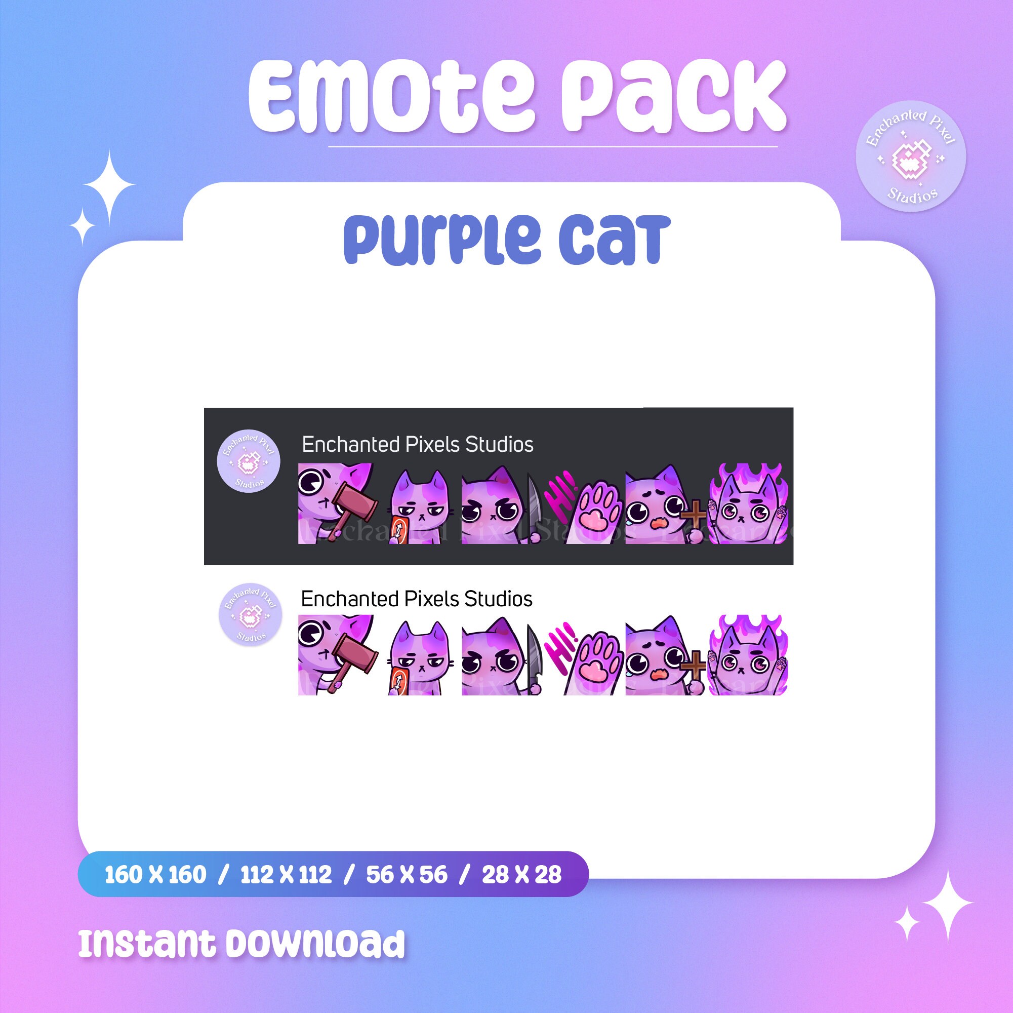 Purple Twitch Kick Trovo Emote Pack 6 Gamer Girl Emoji Bundle Funny ...