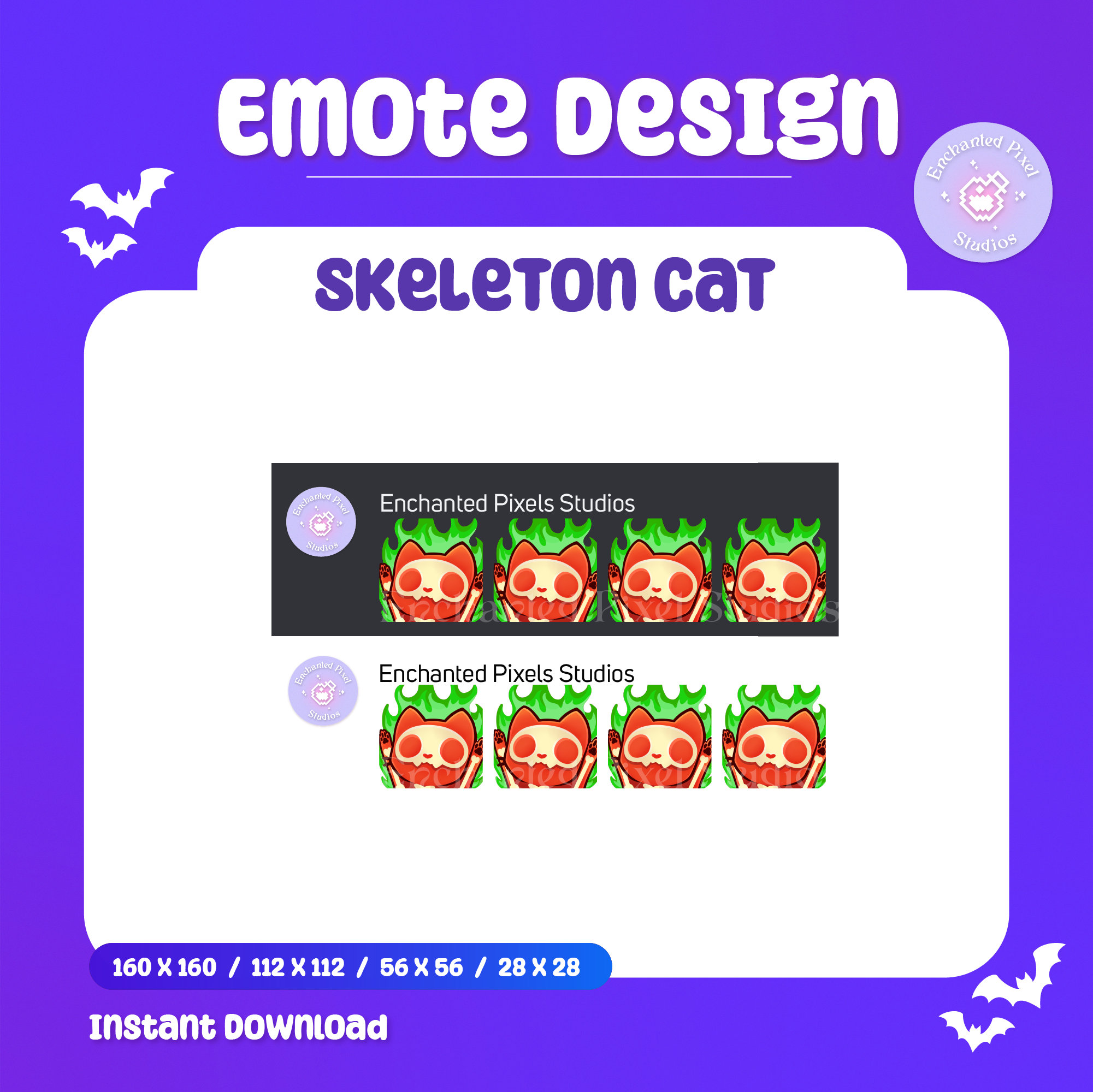 Halloween Chaos Meme Emote Cute Kawaii Chibi Skeleton Cat - Etsy