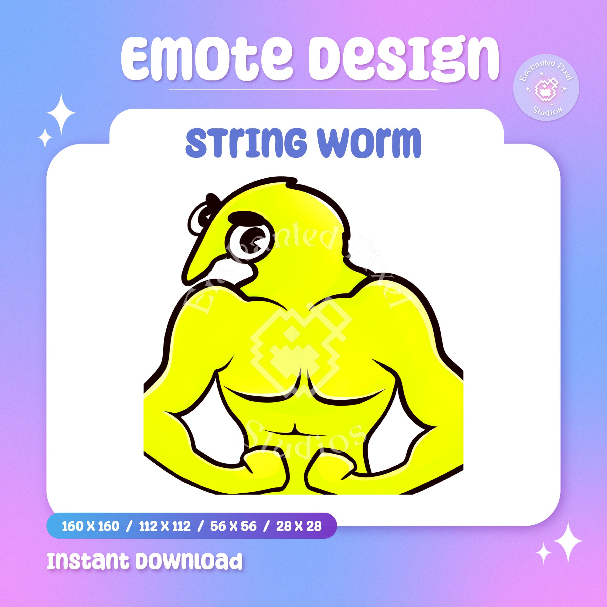 Muscle Flex Gains Twitch Emote Meme Funny String Worm Yellow - Etsy