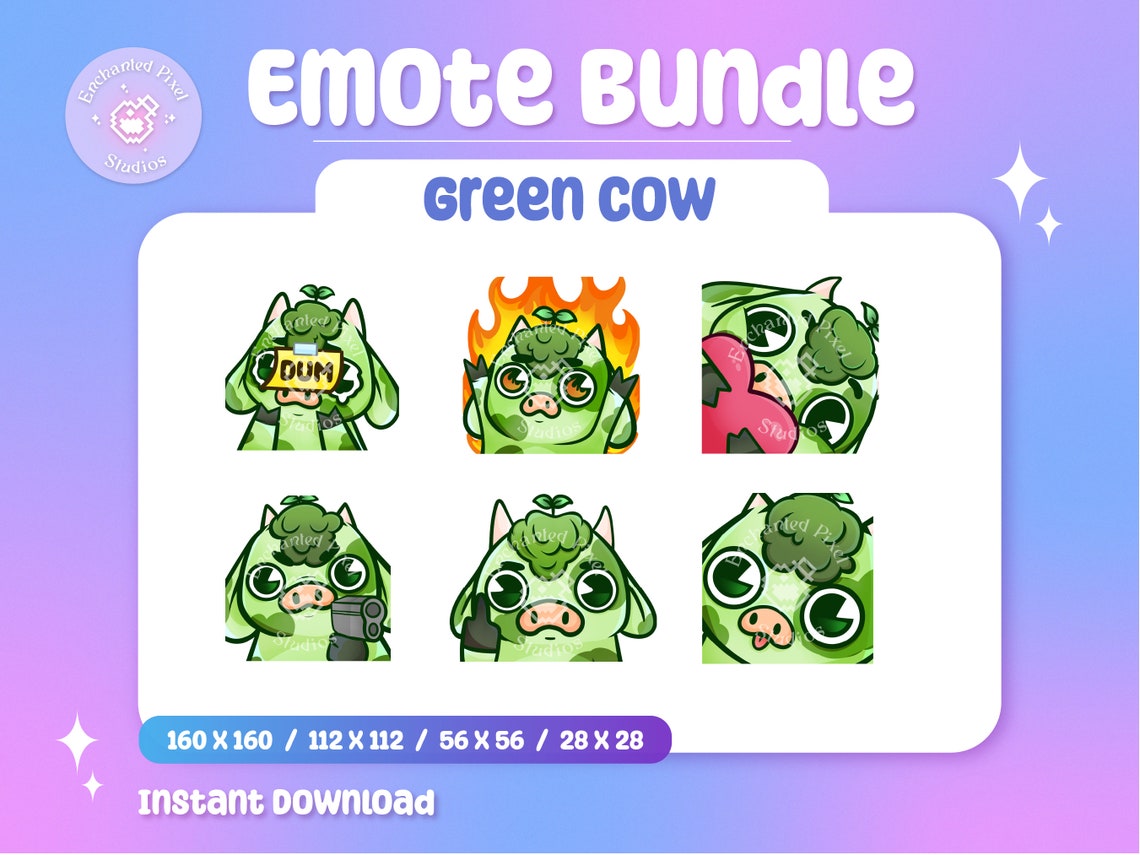 Kawaii Cow Emote Pack Cute Twitch Emote Pack Streaming Emotes Discord ...