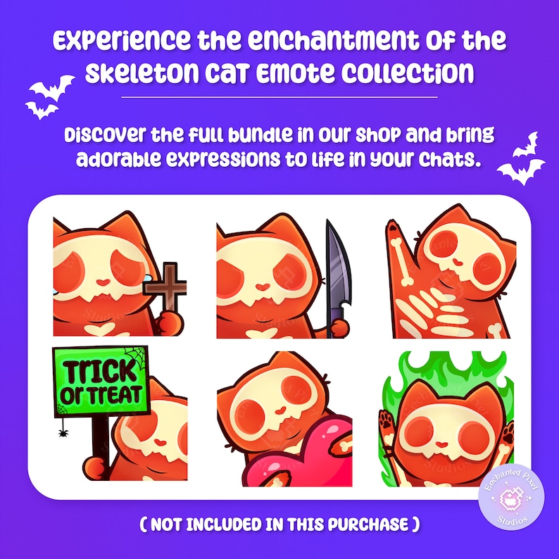 Halloween Chaos Meme Emote | Cute Kawaii Chibi Skeleton Cat Fire Funny ...