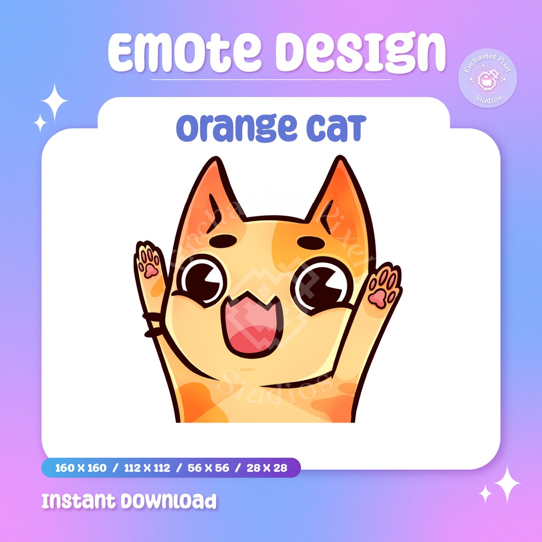 Hype Cat Emote | Orange Tabby Chibi Twitch Sub Cat Emote | Streamer ...