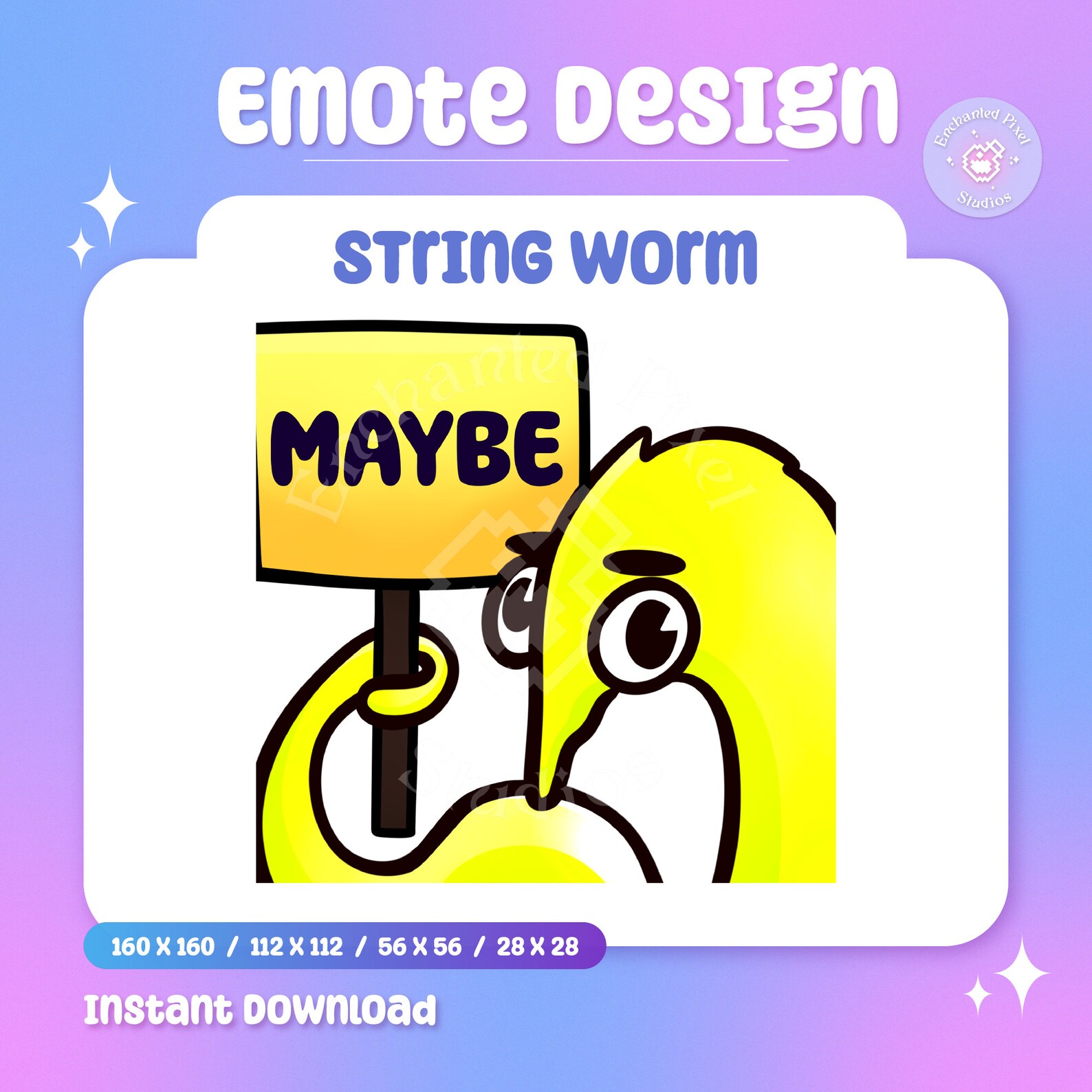 Twitch Emote Maybe Sign String Worm Meme Emoji Cute Kawaii Chibi Yellow ...
