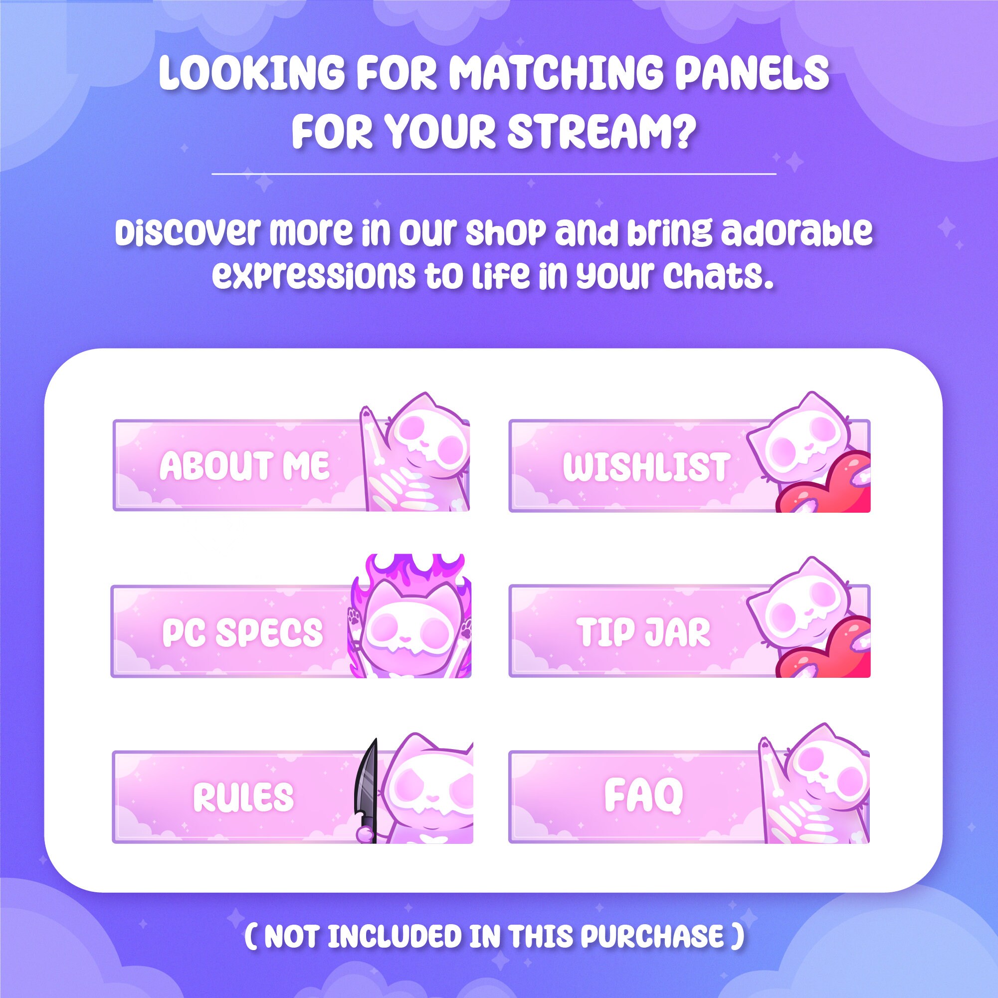 48 Cute Pastel Pink Twitch Panels Skeleton Kitty With Knife Profile ...