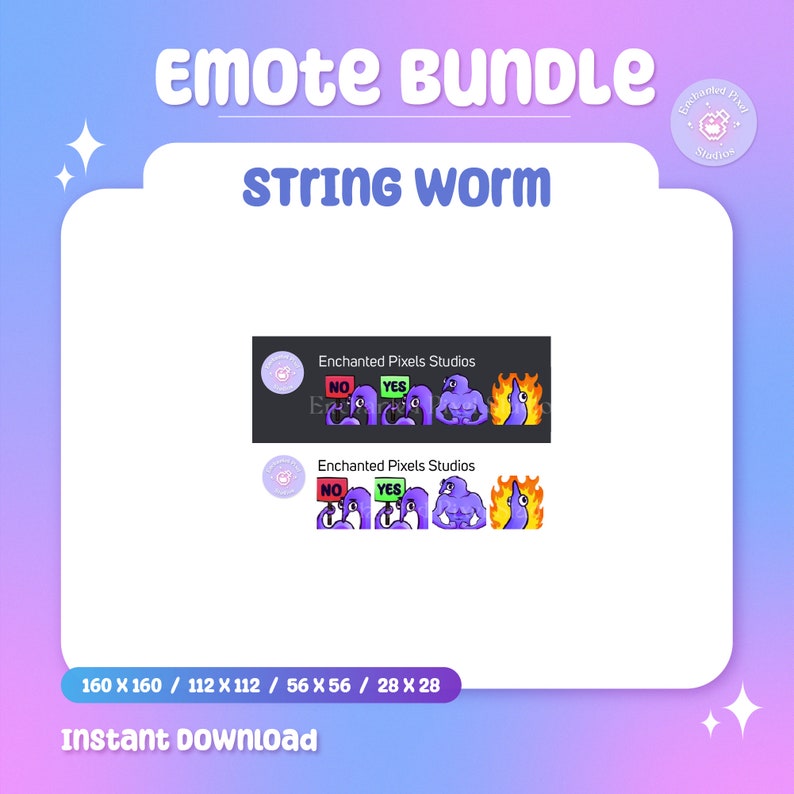 Funny Meme Purple String Worm Emote Pack (4) | Twitch Youtube Kick ...