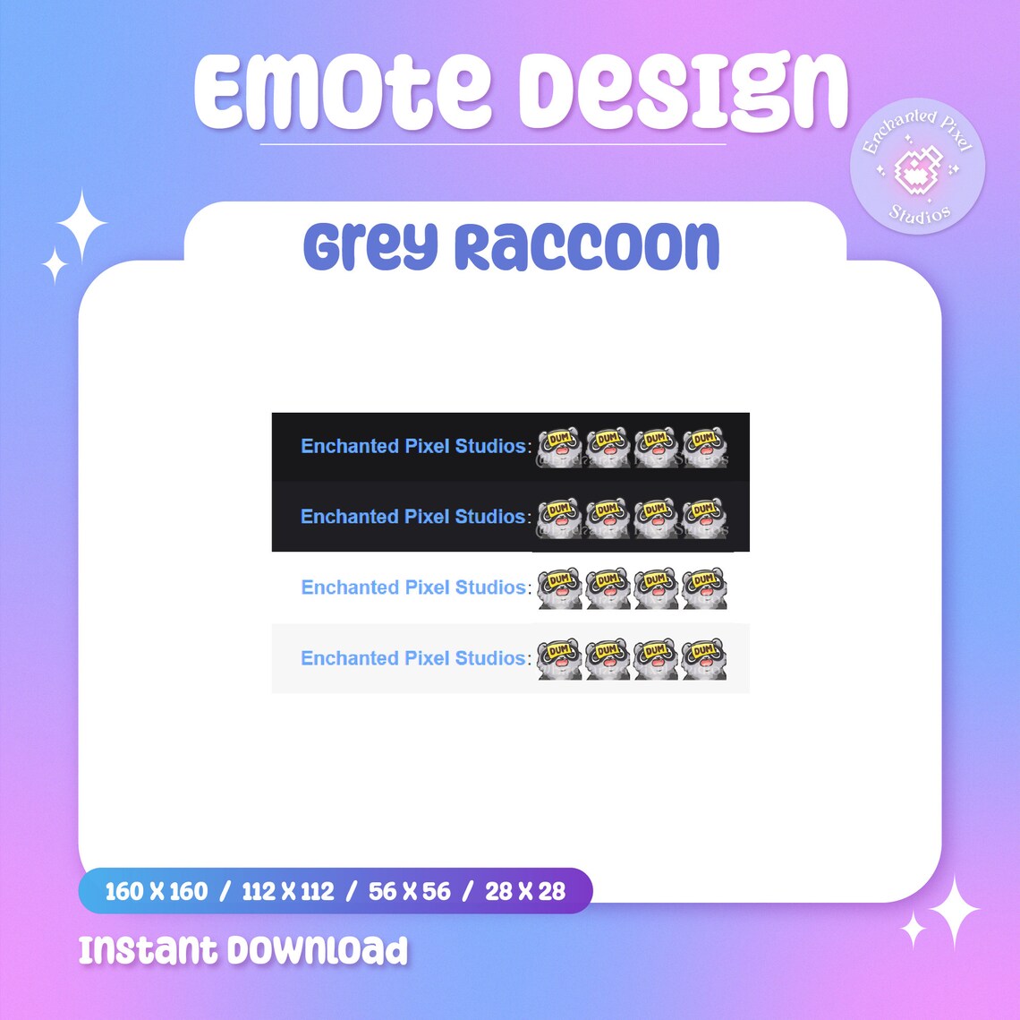 Kawaii Chibi DUM Raccoon Twitch Sub Emote | Meme Funny Discord Youtube ...