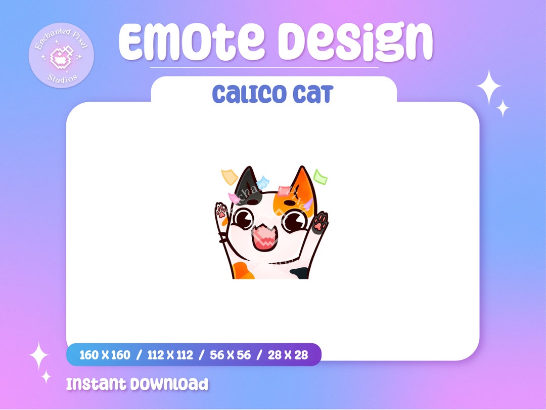 Cute Twitch Cat Raid Emote Calico Cat Raid Emote Kawaii Cat Emote ...