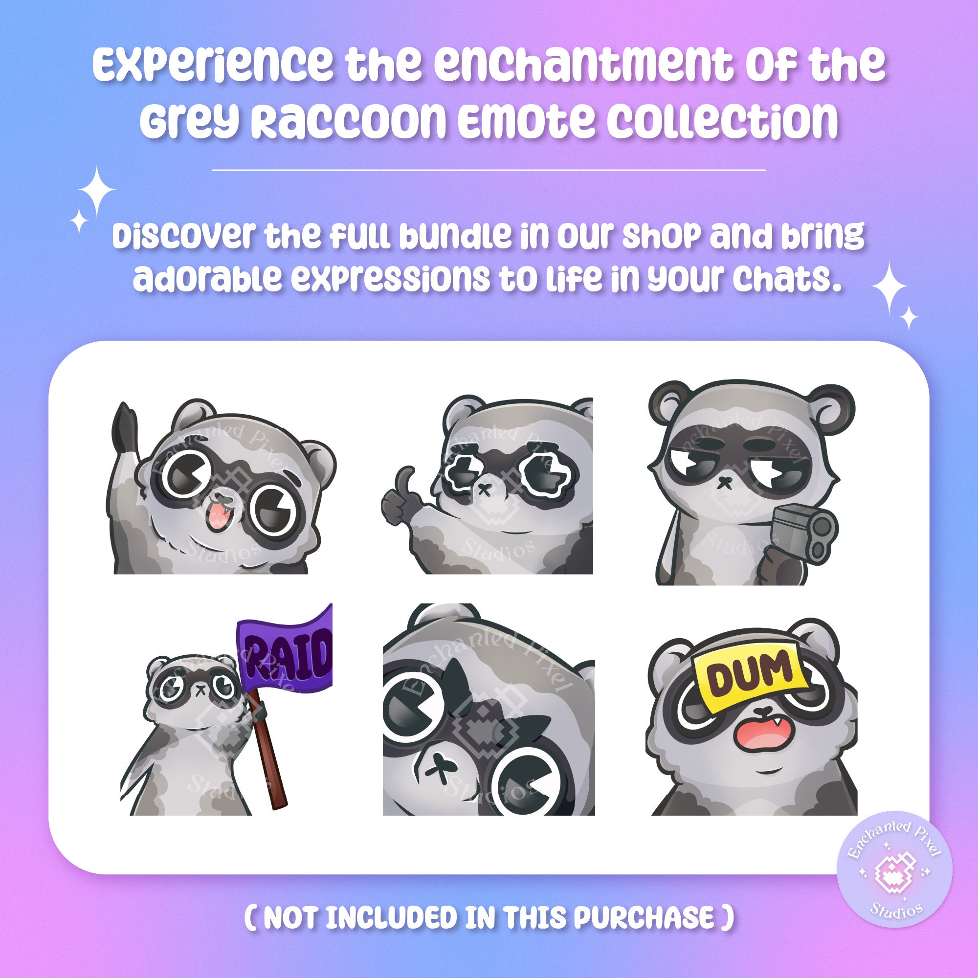 Pointing Gun Twitch Emote Cute Chibi Grey Raccoon Twitch Emote Kawaii ...