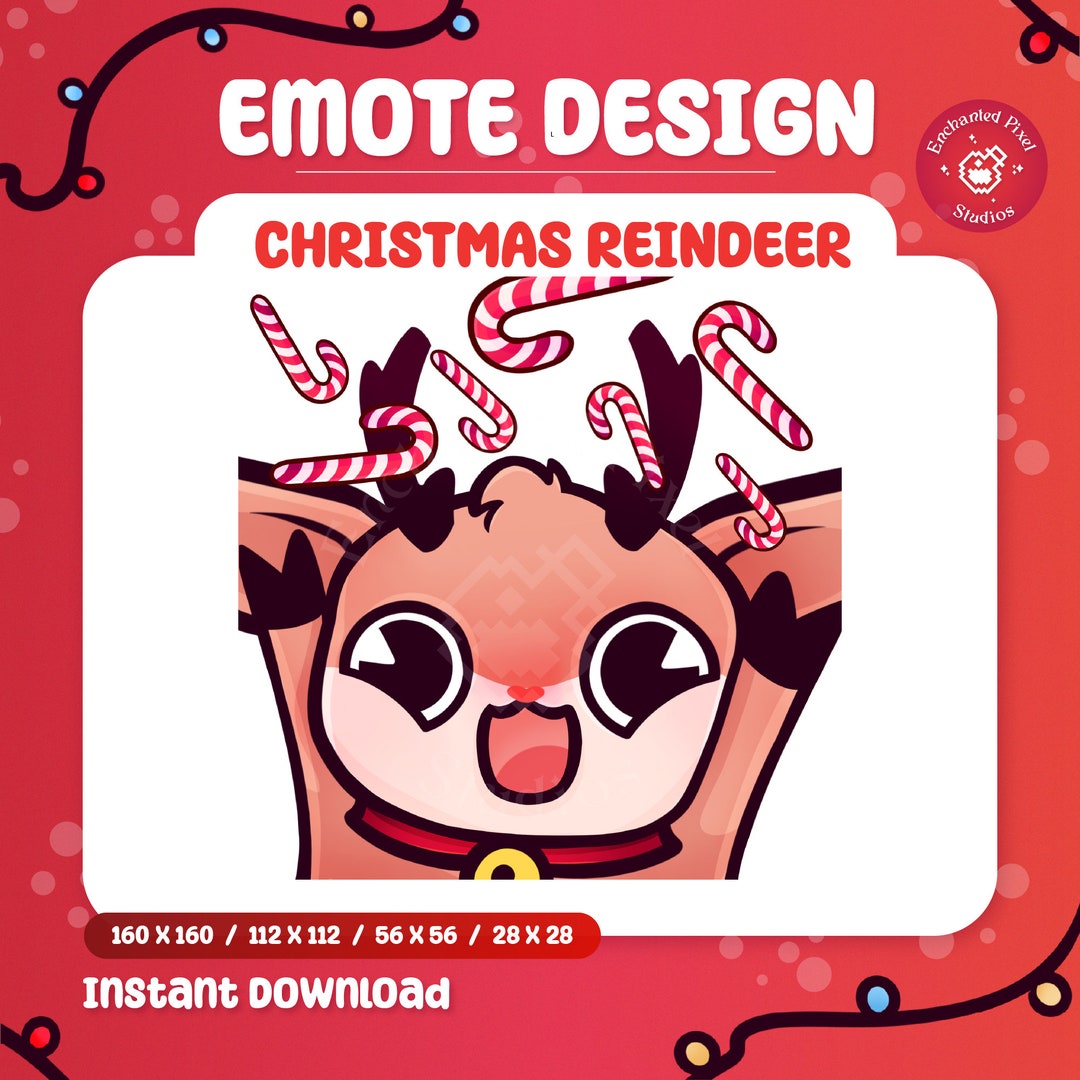 Hype Train Christmas Emote | Cute Chibi Reindeer With Candy Cane Twitch ...