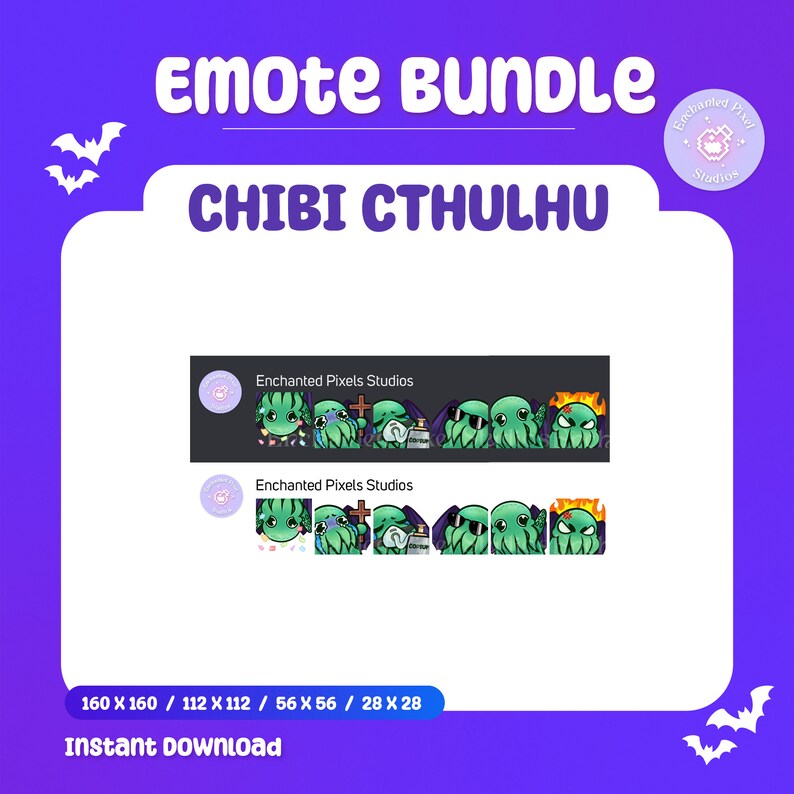 Chibi Cthulhu Emote Set (6) | Cute Horror Stream Emote Pack | Twitch ...