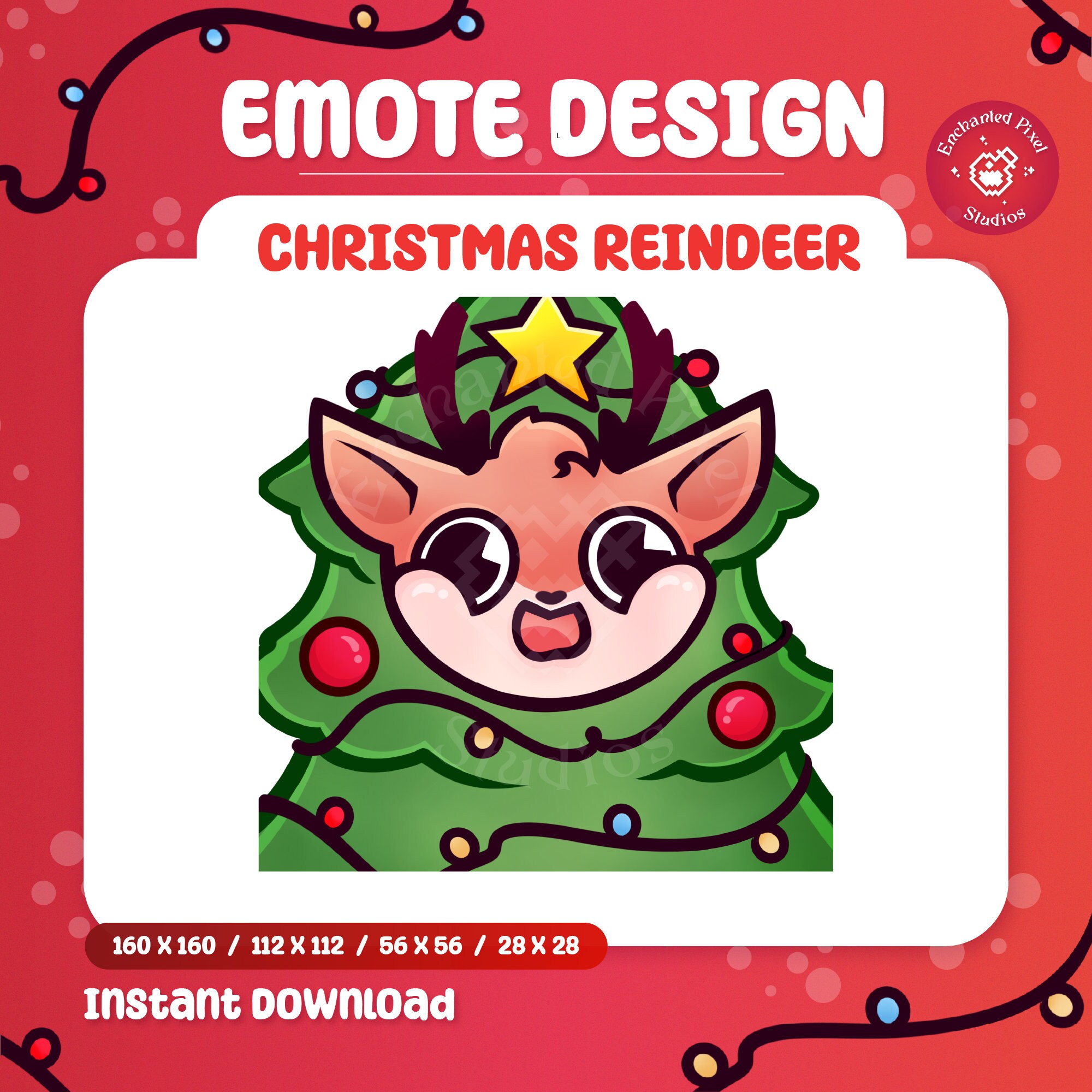 Christmas Tree Reindeer Twitch Emote | Cute Chibi Christmas Animal ...