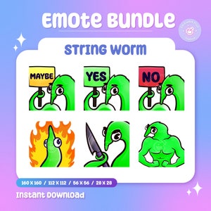 Green String Worm Meme Emote Pack (6) | Funny Worm Memes for Twitch ...