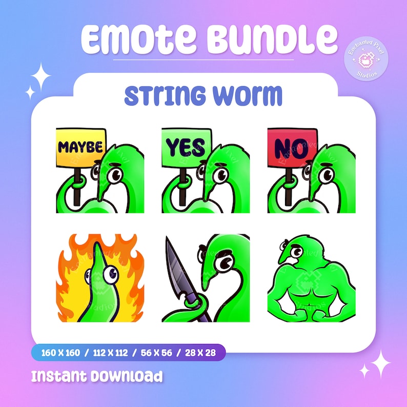 Green String Worm Meme Emote Pack (6) | Funny Worm Memes for Twitch ...